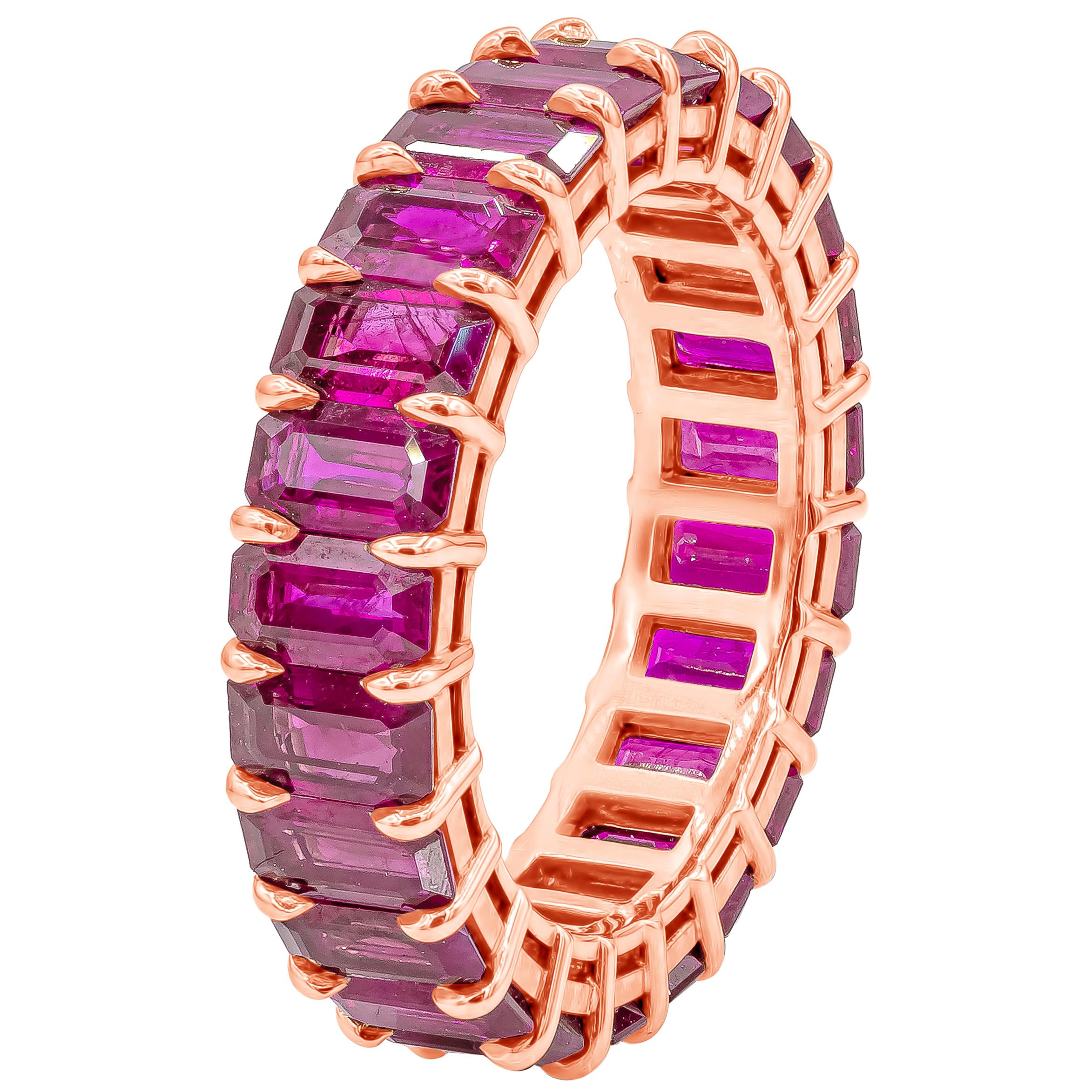 Roman Malakov 18 Karat Rose Gold Ruby Eternity Wedding Band For Sale at ...