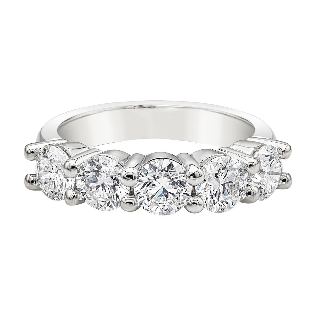 Roman Malakov Five-Stone Round Diamond Halo Wedding Band For Sale at ...