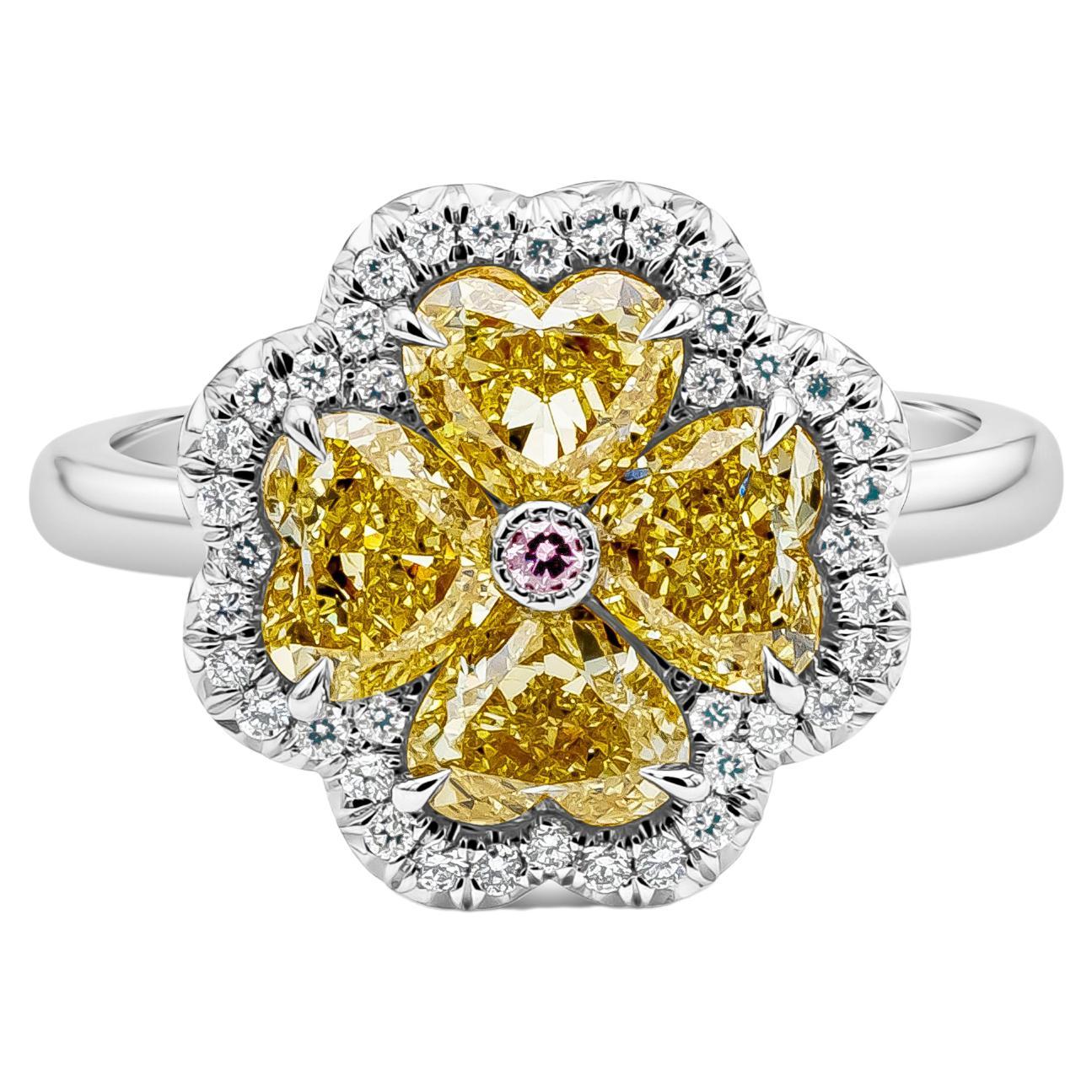 Diamond Clover Ring For Sale at 1stDibs | clover leaf ring design