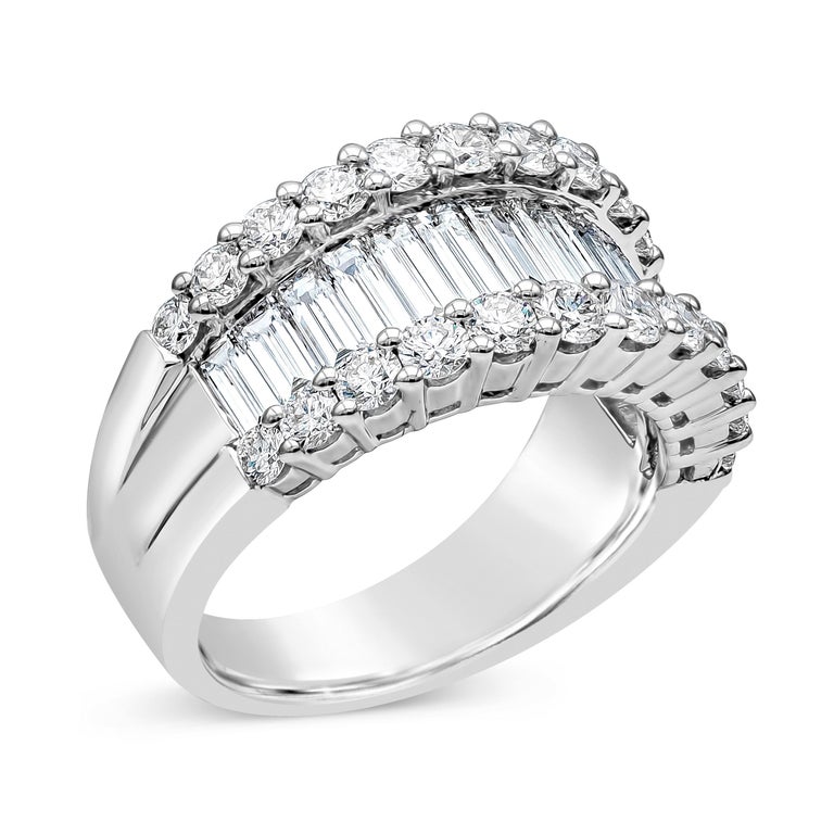 Roman Malakov 2.65 Carat Total Baguette and Round Diamond Wide Fashion ...