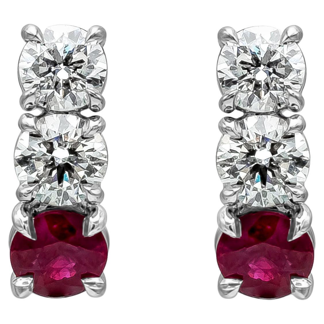 Roman Malakov 3.44 Carats Total Oval Cut Ruby and Round Diamond Drop ...