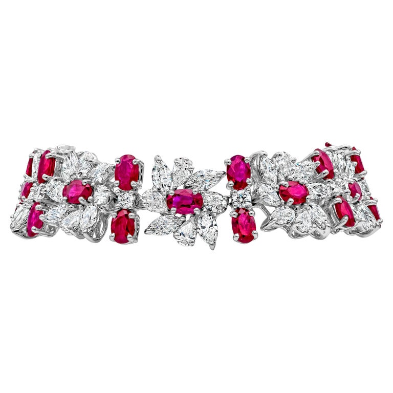 Roman Malakov 38.21 Carats Total Mixed-Cut Ruby and Diamond Cluster ...