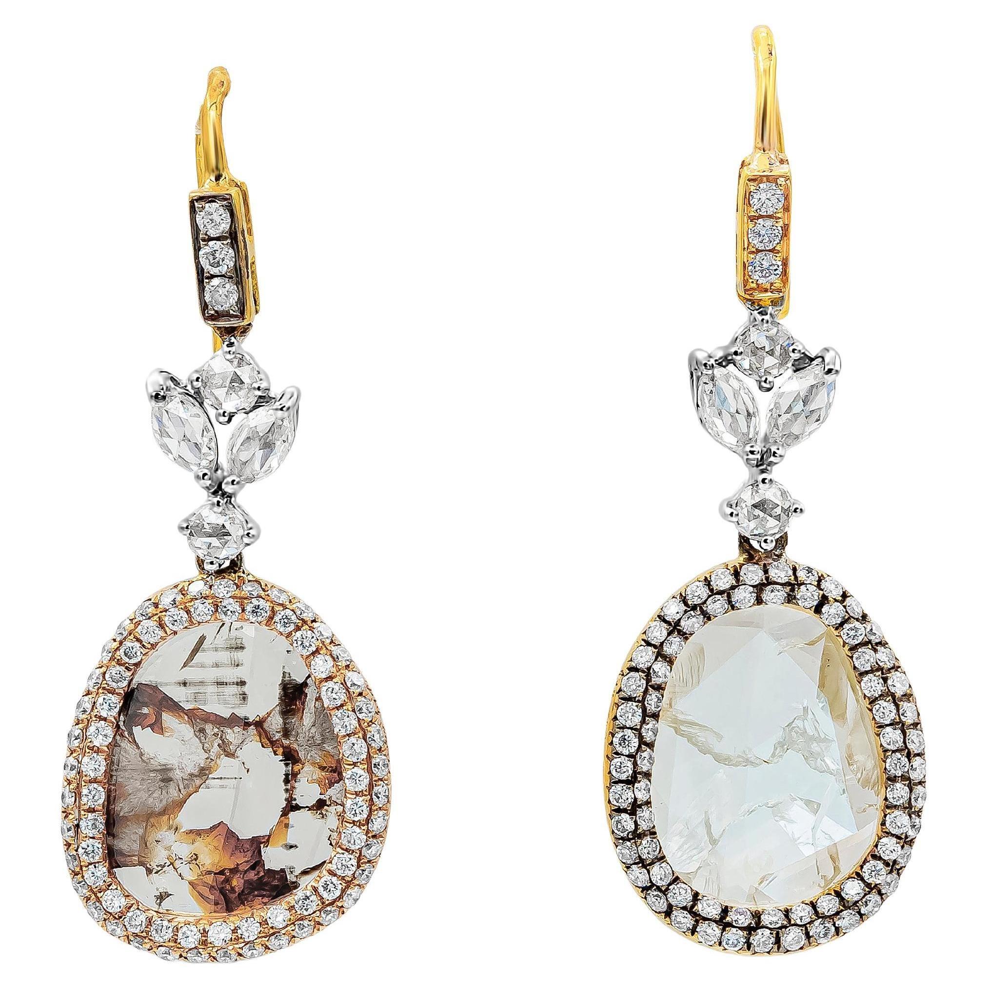 Roman Malakov 2.38 Carats Total Round Brilliant Diamond Flower Dangle ...