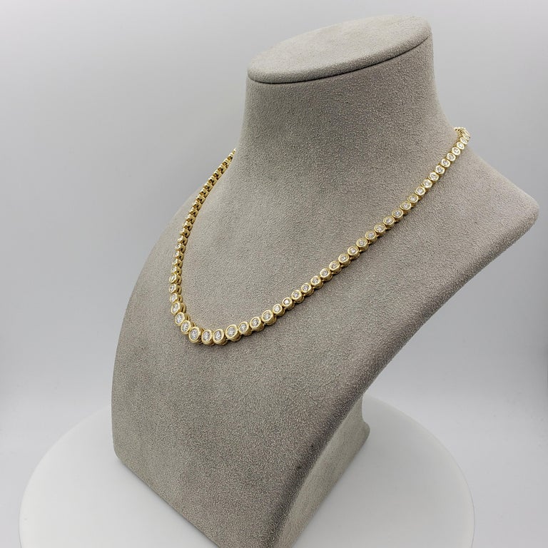 Roman Malakov 6.17 Carat Round Diamond Bezel Riviere Tennis Necklace ...
