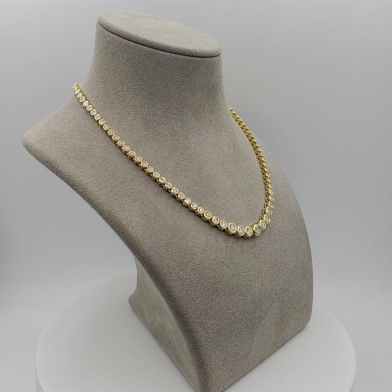 Roman Malakov 6.17 Carat Round Diamond Bezel Riviere Tennis Necklace ...