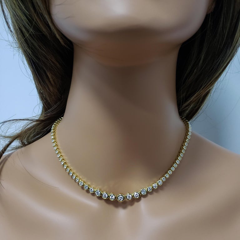 Roman Malakov 6.17 Carat Round Diamond Bezel Riviere Tennis Necklace ...