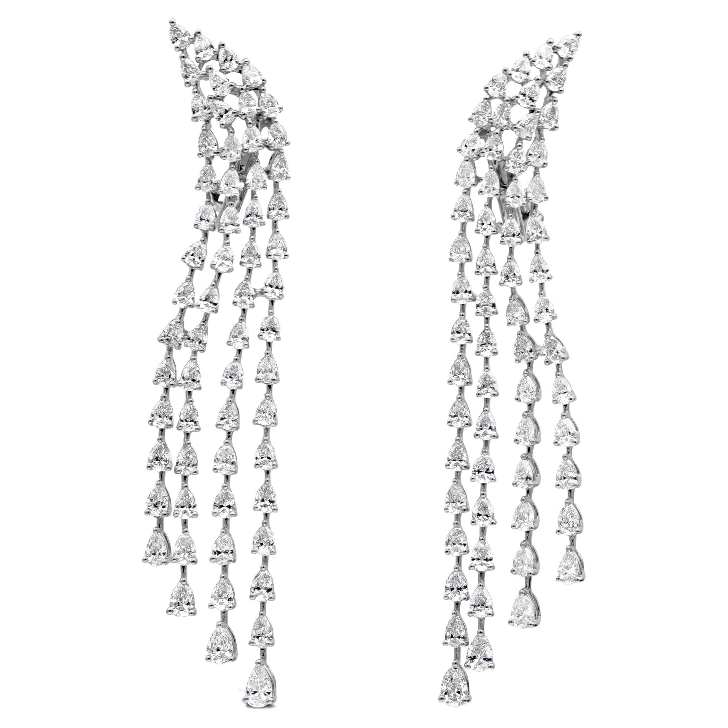 Triple Column Fancy Cut Diamonds Drop Earrings For Sale at 1stDibs