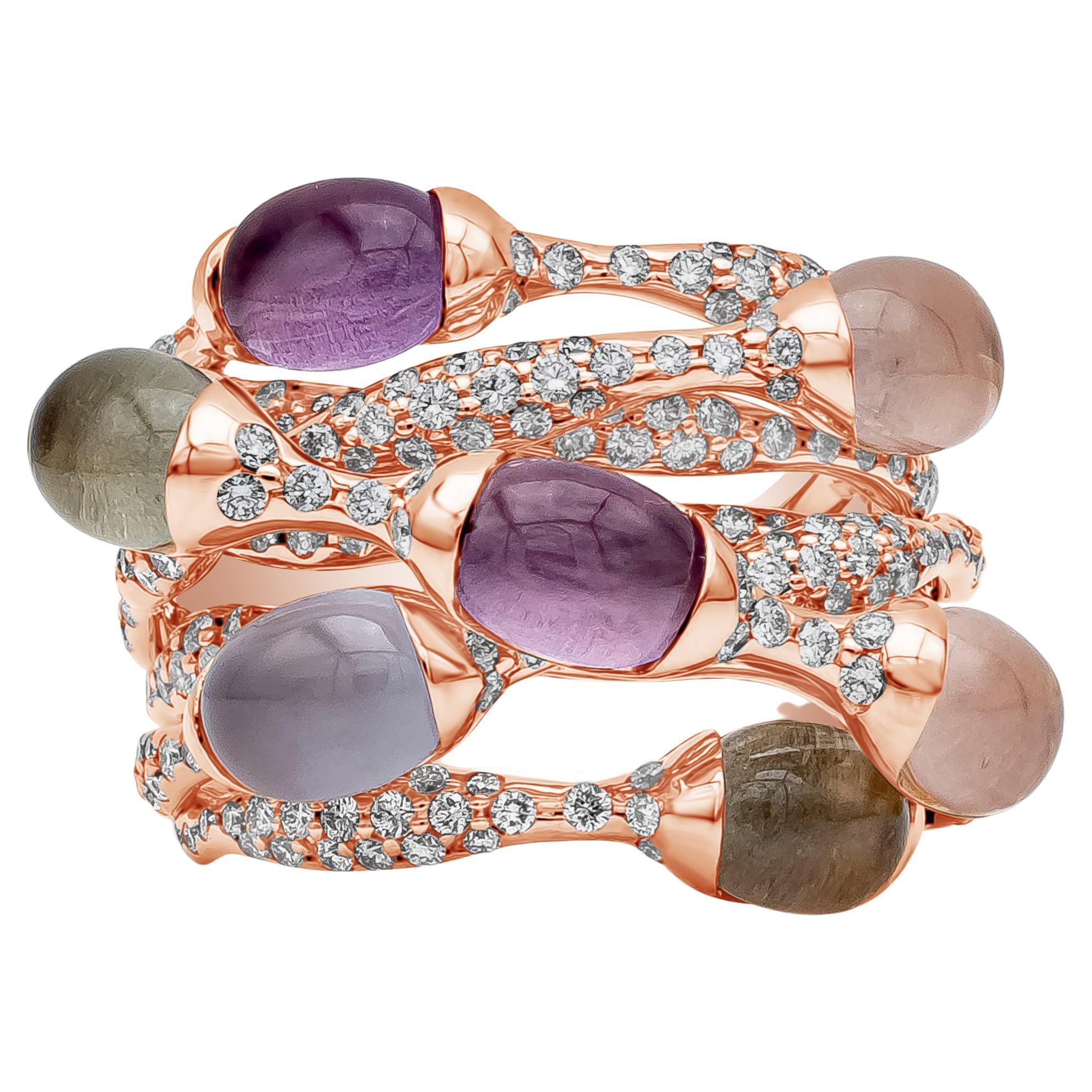 Roman Malakov 4.79 Carat Total Diamond Sliced Flower-Motif Fashion Ring ...