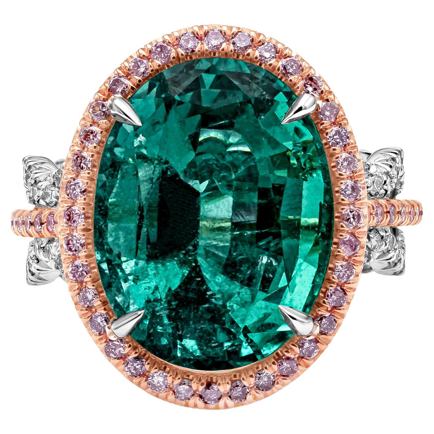 Roman Malakov 9.91 Carats Oval Cut Pink Sapphires and Diamonds Cocktail ...