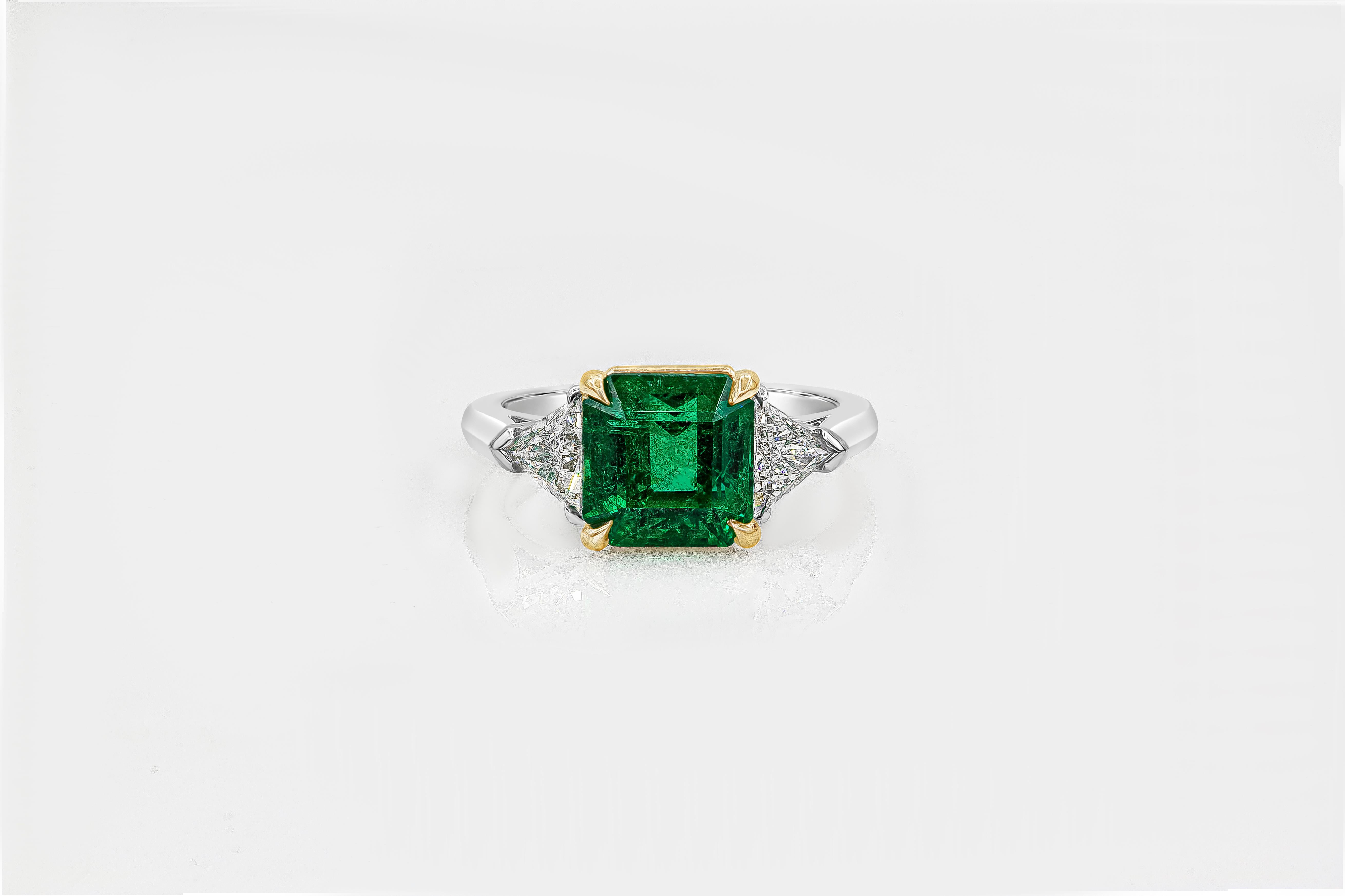 Roman Malakov 3.16 Carat Green Emerald and Diamond Three-Stone ...