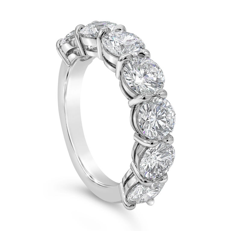 GIA Certified 4.07 Carat Total Round Diamond Seven Stone Wedding Band ...