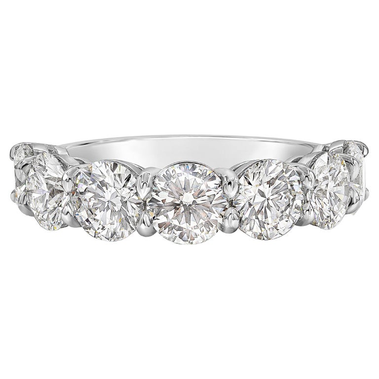 GIA Certified 4.07 Carat Total Round Diamond Seven Stone Wedding Band ...