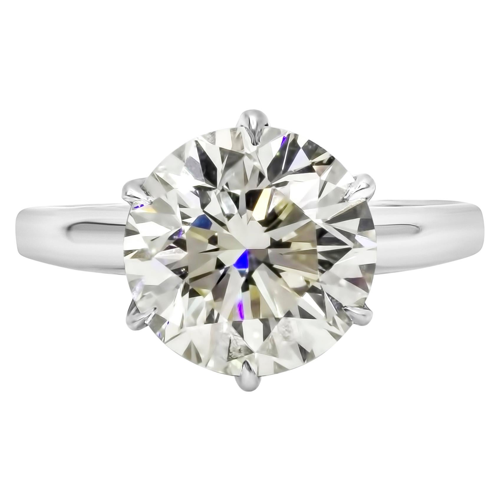 Roman Malakov 0.81 Carats Round Diamond Bezel Solitaire Engagement Ring ...