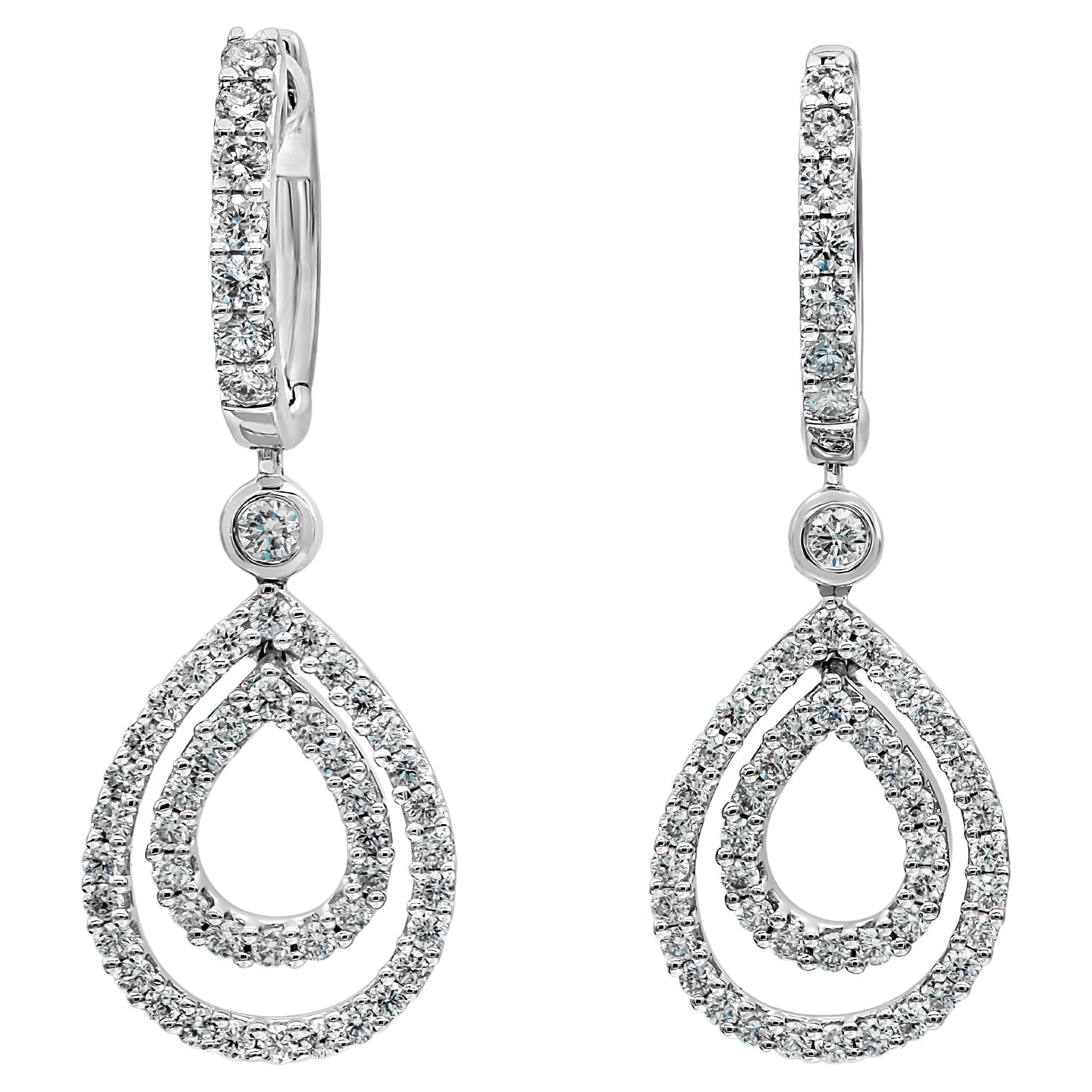.25 Carat Diamond Open Work Dangle Earrings For Sale at 1stDibs