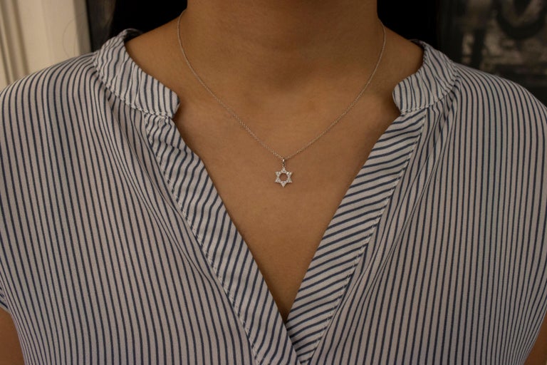 Roman Malakov, Round Diamond Star of David Pendant Necklace For Sale at ...