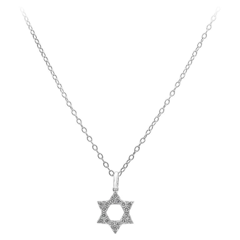 Roman Malakov, Round Diamond Star of David Pendant Necklace For Sale at ...