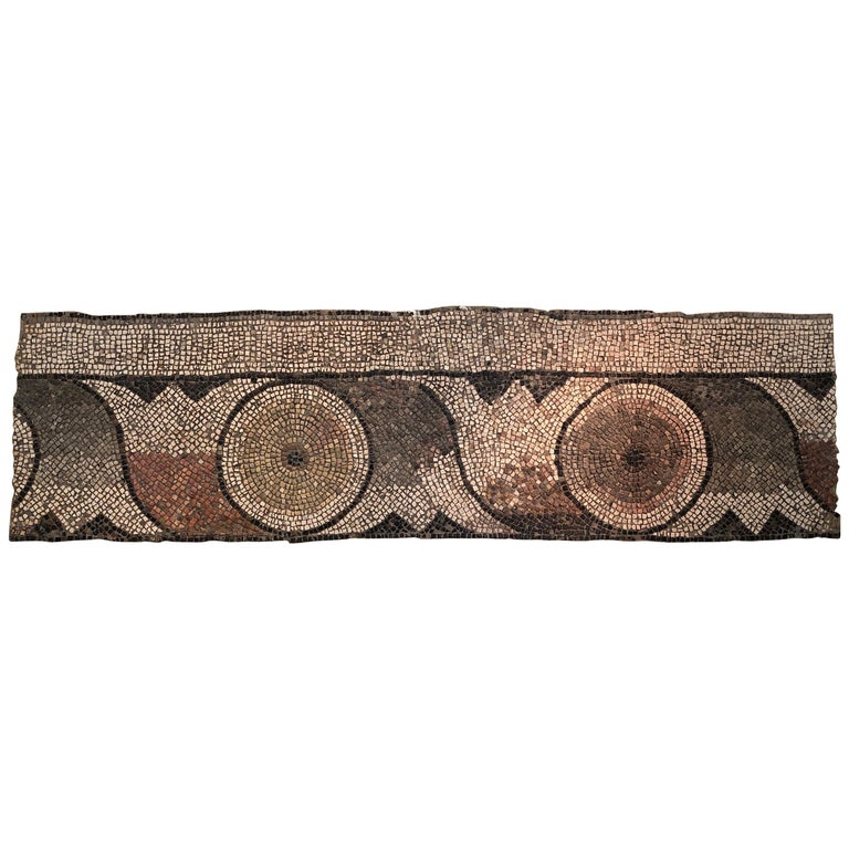 Roman Mosaic with a Wavy Lotus Flower Motive. For Sale at 1stDibs