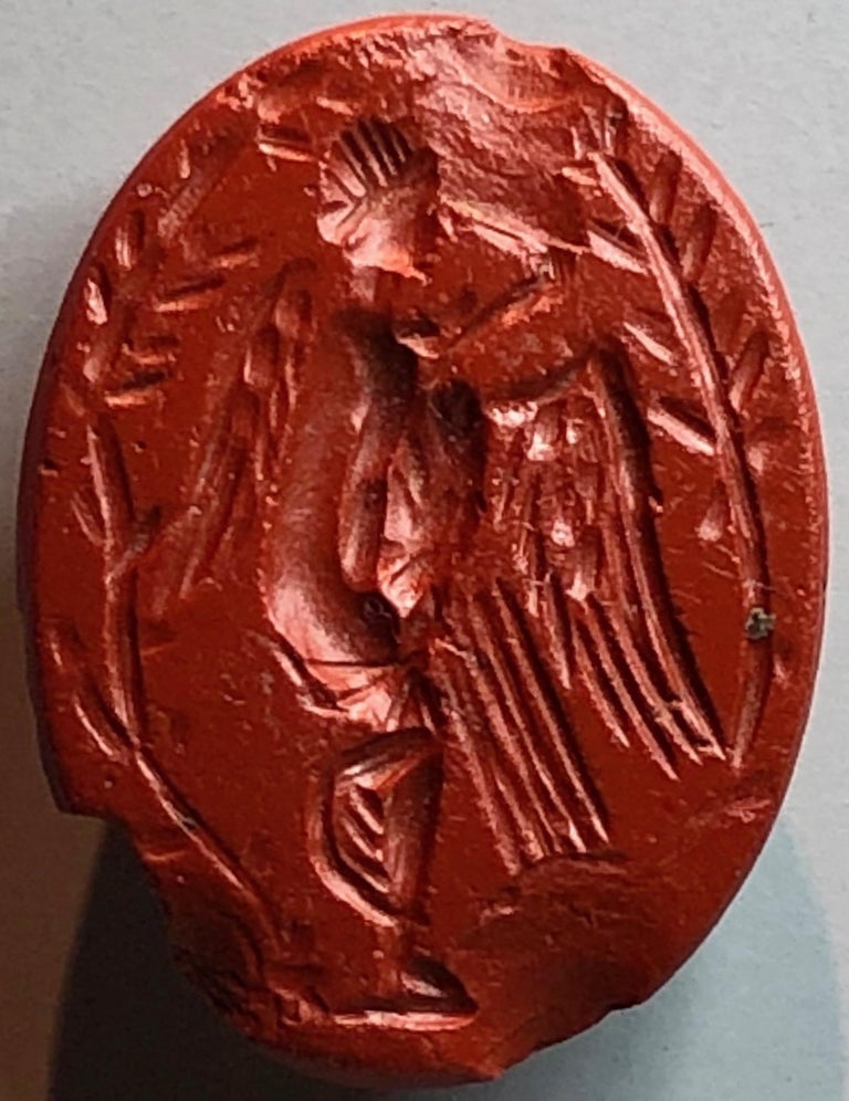 Roman Red Jasper Gemstone with Leda and the Swan For Sale at 1stDibs