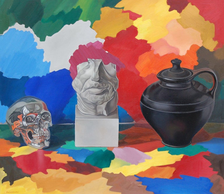 Roman Rembovsky - Still life with scull, Painting, Oil on Canvas For ...