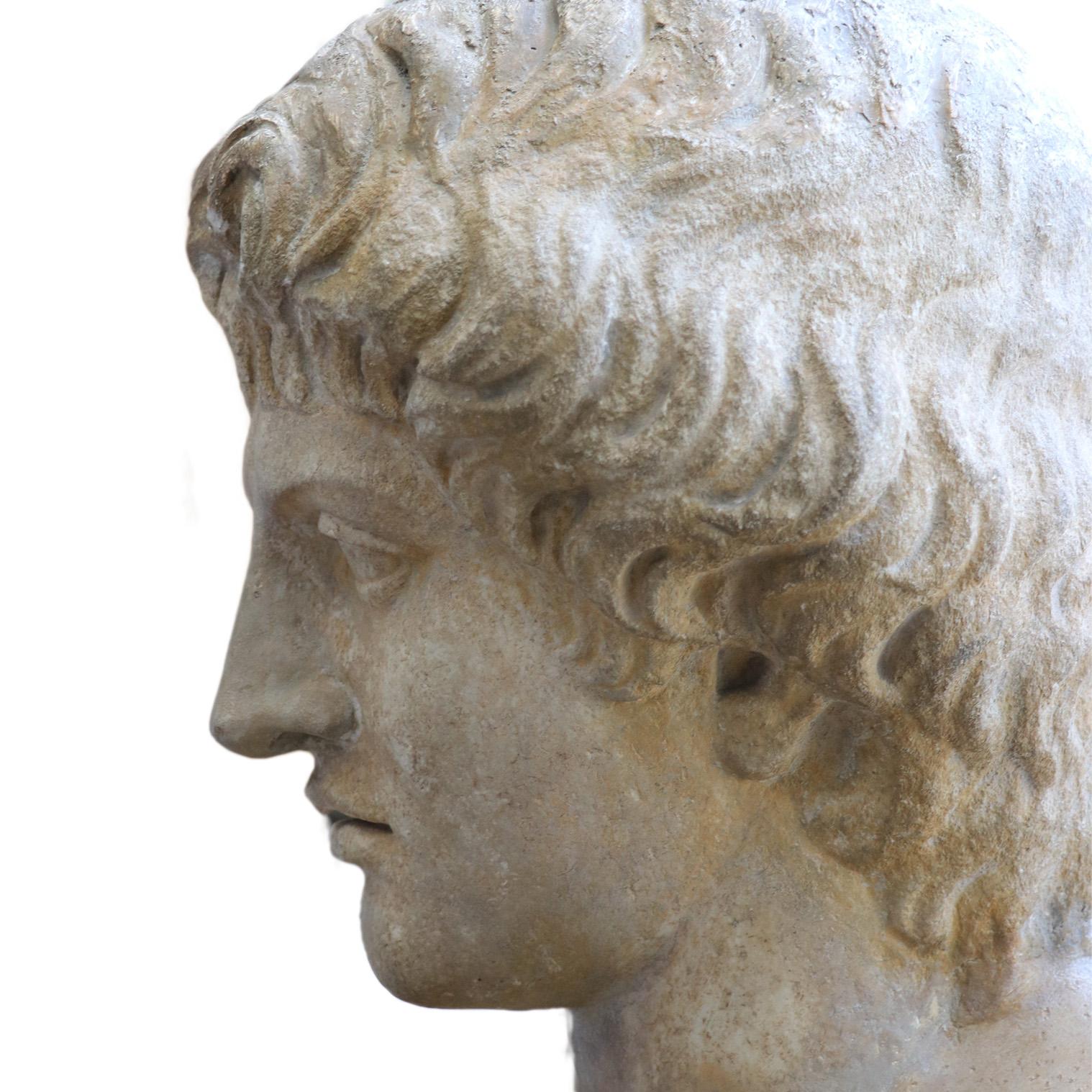 Roman Style Head with Column For Sale at 1stDibs