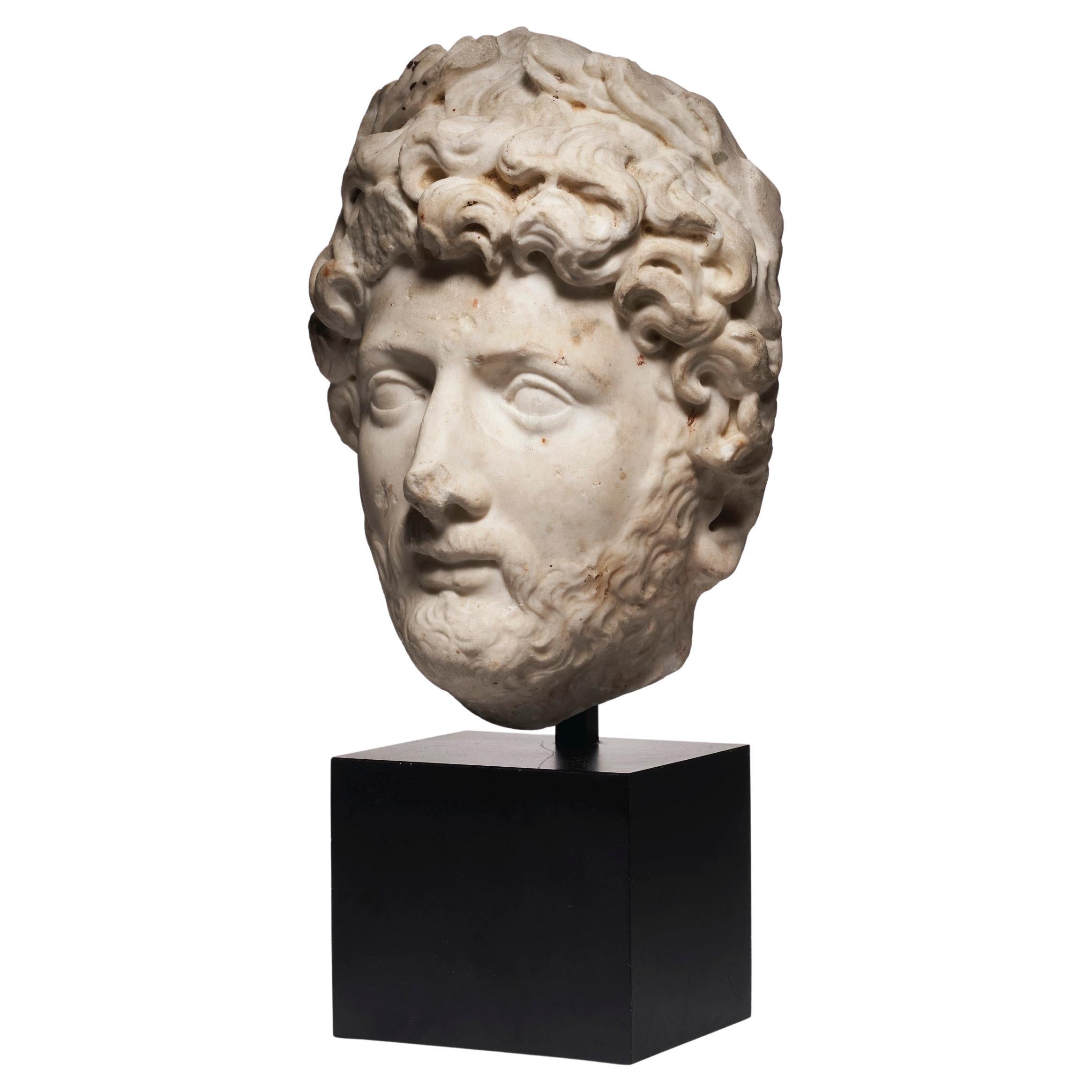 Roman Style Marble Portrait Head of the Emperor Hadrian For Sale at 1stDibs