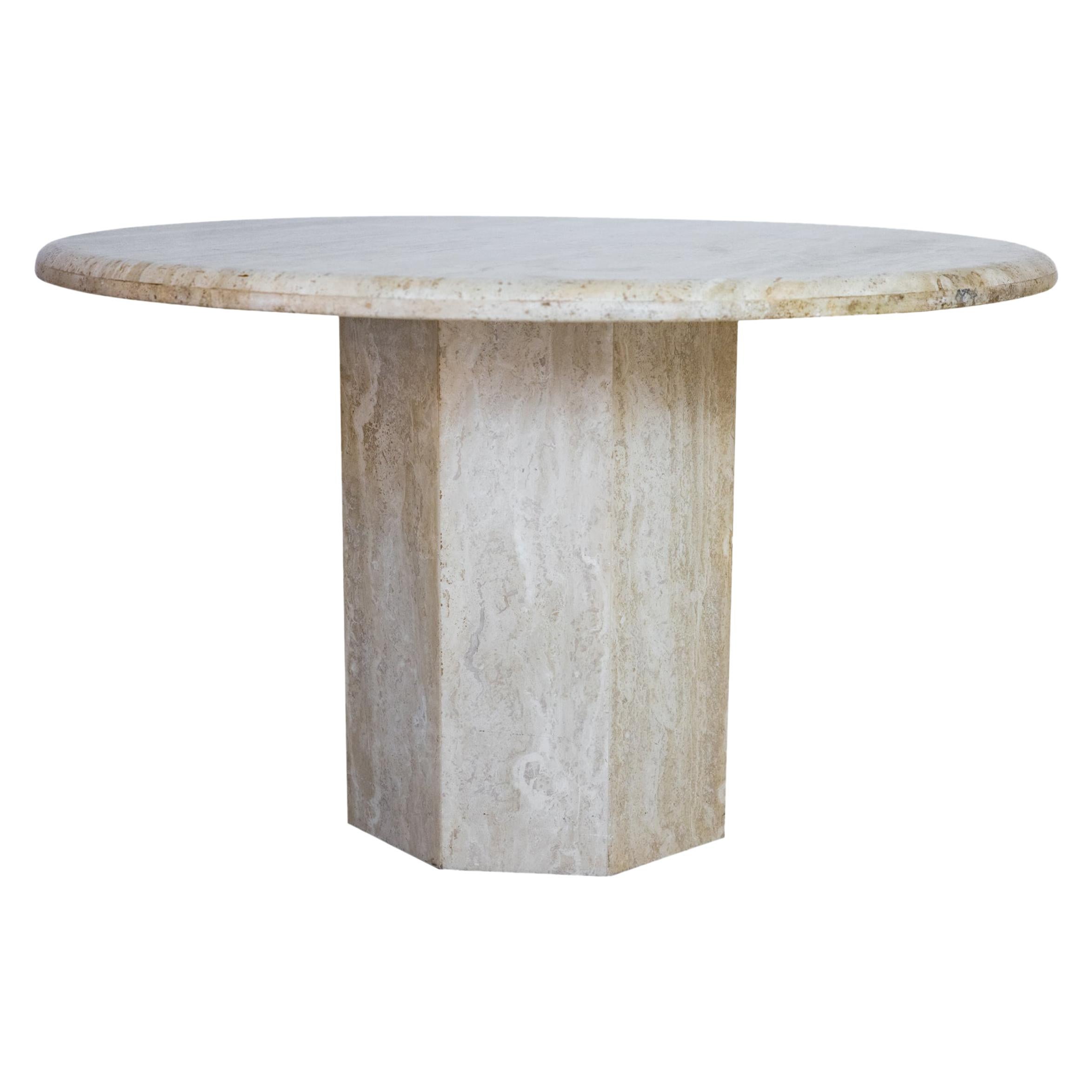 Roman Travertine Round Table at 1stDibs