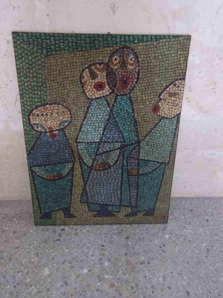 Romanos Glass tesserae Figural Mosaic For Sale at 1stDibs