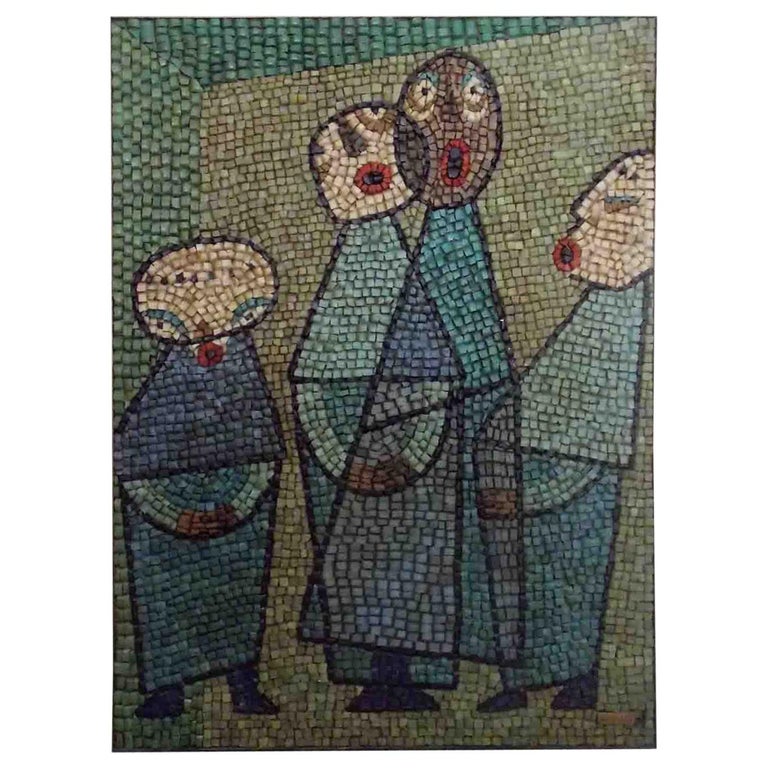 Romanos Glass tesserae Figural Mosaic For Sale at 1stDibs