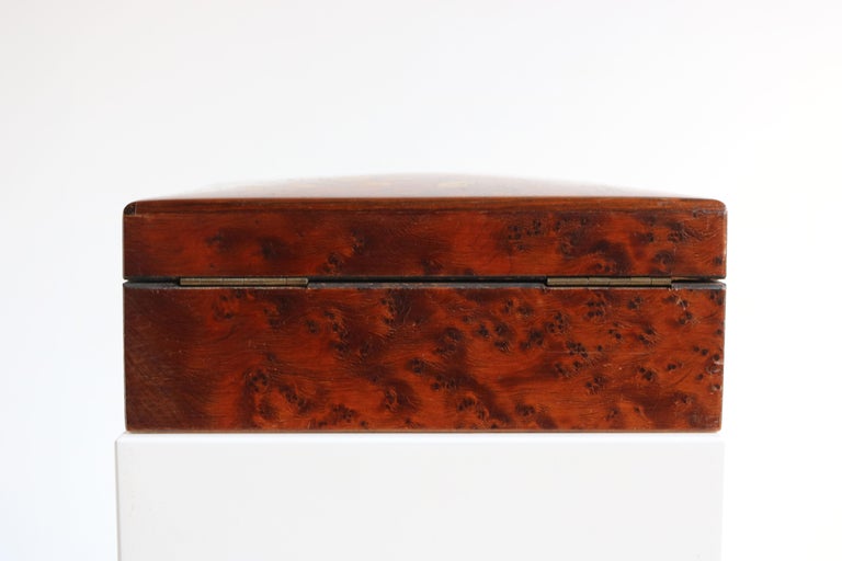 Romantic Antique French Art Nouveau Jewelry Box in Burl Wood and Floral ...