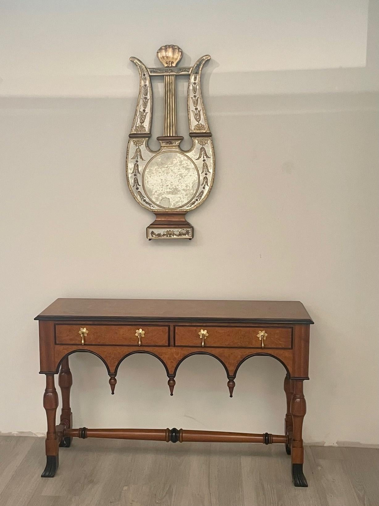 Romantic Antique Lyre Shaped Eglomise Mirror Wall Sculpture at 1stDibs ...