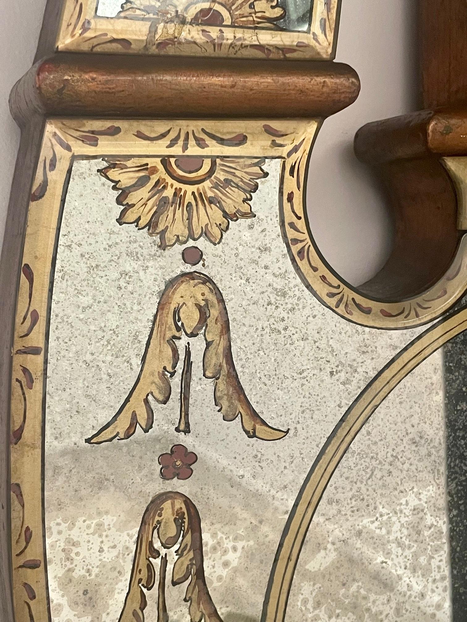 Romantic Antique Lyre Shaped Eglomise Mirror Wall Sculpture at 1stDibs ...