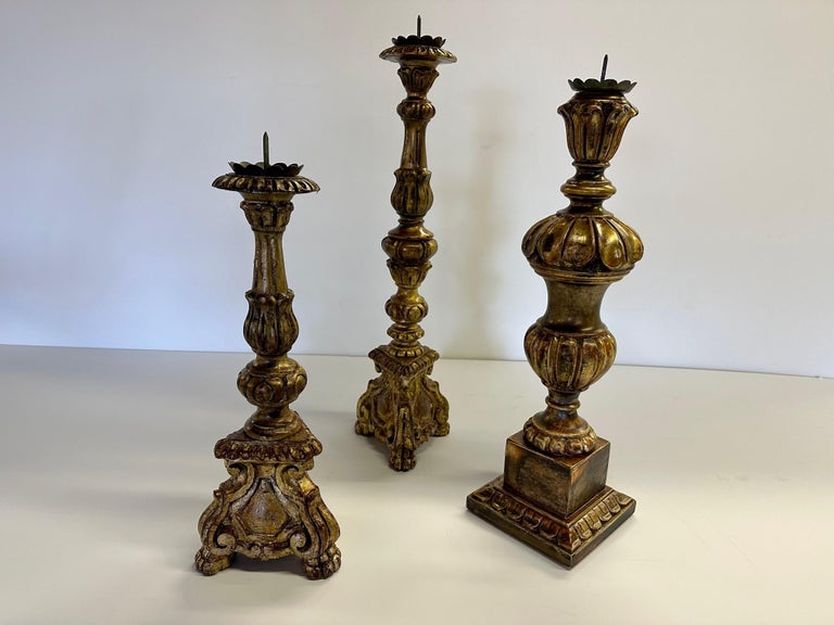 Romantic Assembled Collection of 3 Vintage Hand Carved Gilded ...