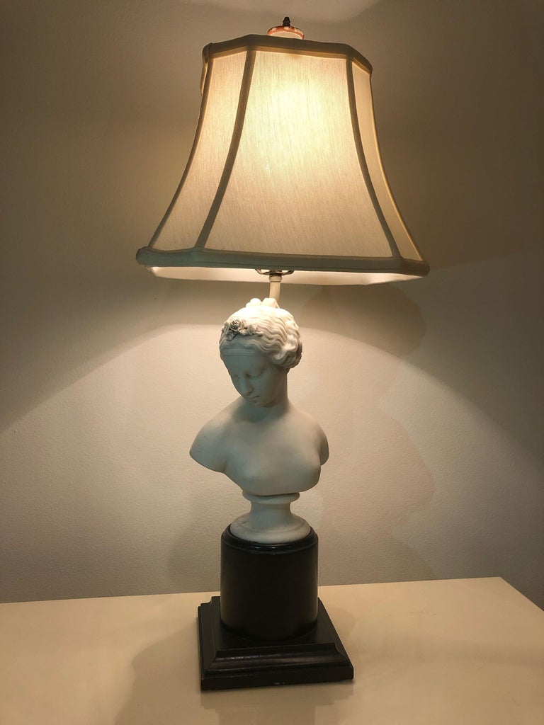 Romantic Female Bust Sculpture Table Lamp For Sale at 1stDibs