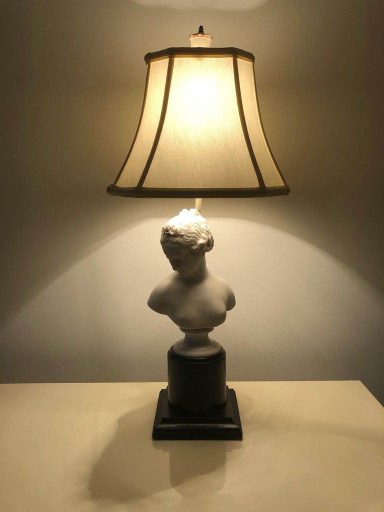 Romantic Female Bust Sculpture Table Lamp For Sale at 1stDibs