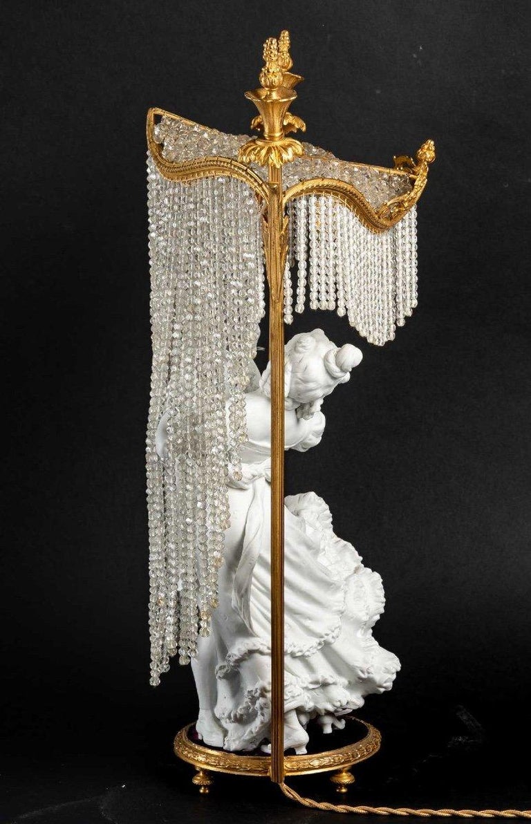 Romantic Lamp In Biscuit End XIXth Century For Sale at 1stDibs