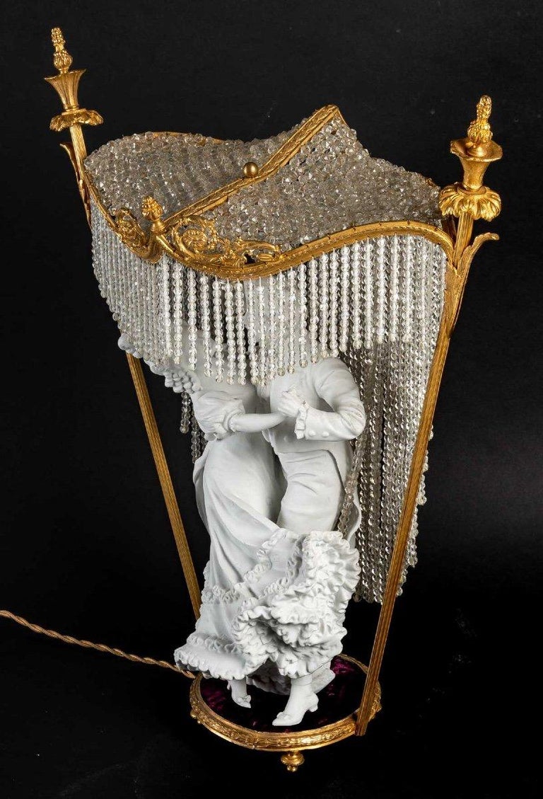 Romantic Lamp In Biscuit End XIXth Century For Sale at 1stDibs
