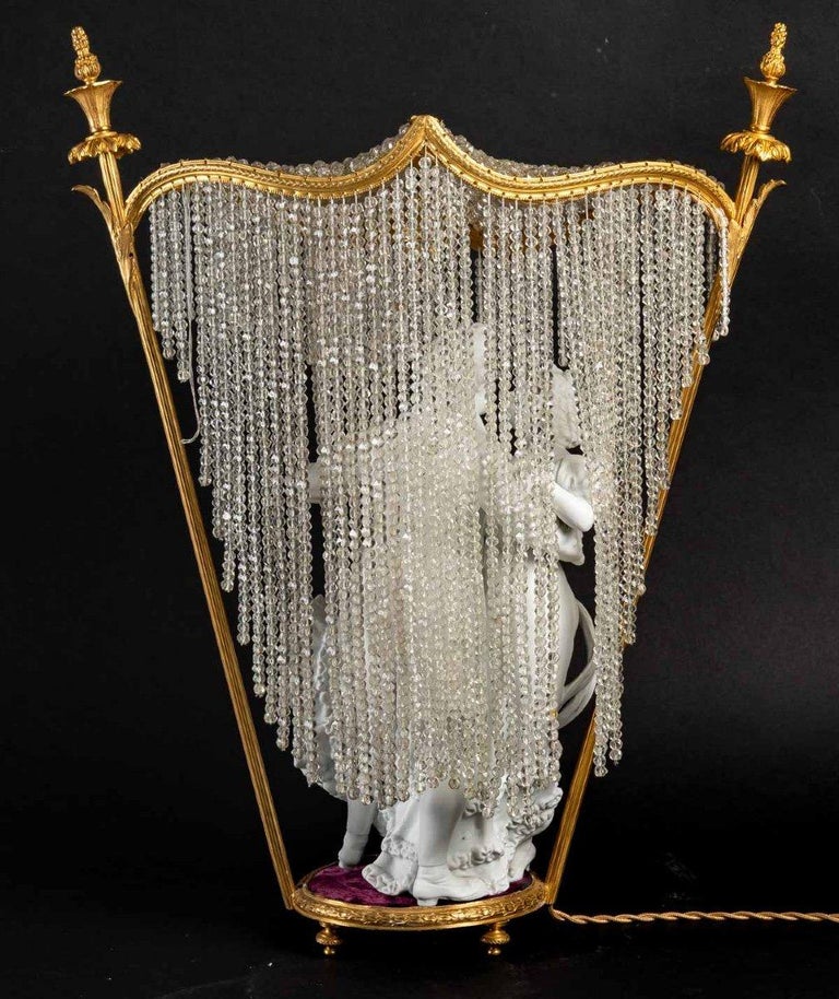 Romantic Lamp In Biscuit End XIXth Century For Sale at 1stDibs