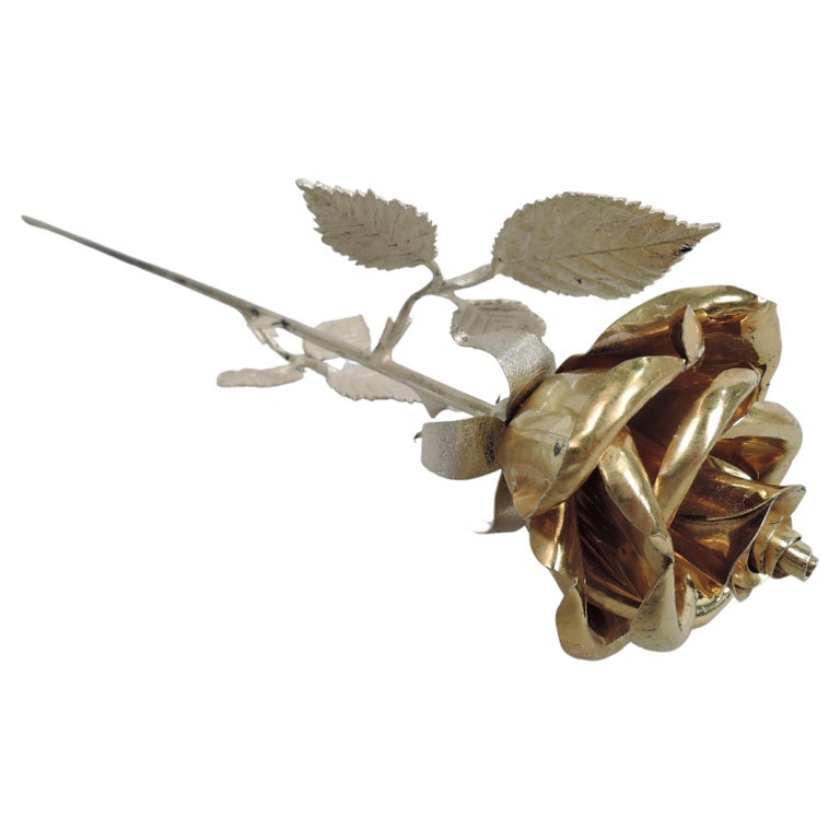 Romantic Sterling Silver Long Stem Rose Ornament by Asprey For Sale at ...