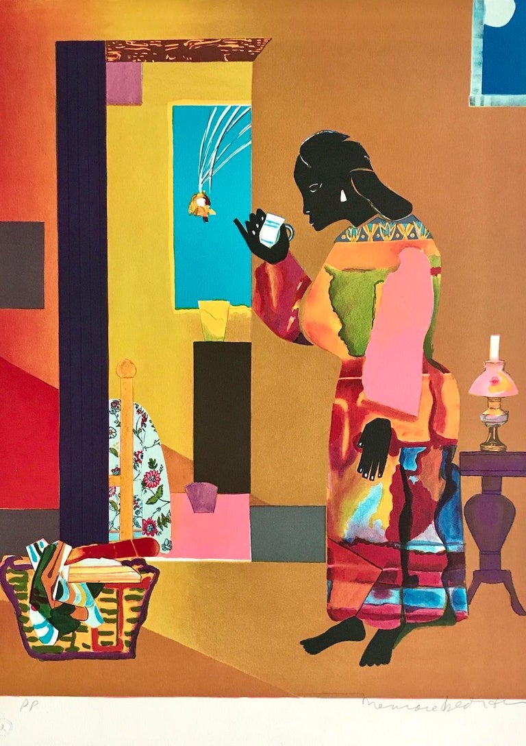 Romare Bearden - FALLING STAR Signed Lithograph Black Woman Portrait ...