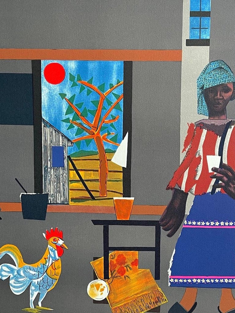 Romare Bearden - MORNING OF THE ROOSTER Signed Lithograph Black Woman ...