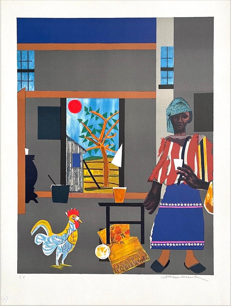 Romare Bearden - MORNING OF THE ROOSTER Signed Lithograph Black Woman ...