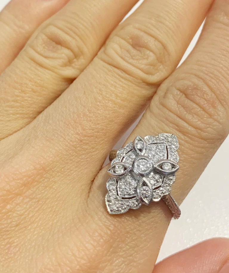 Romb Shape Ring with Diamonds, 1.00ct For Sale at 1stDibs