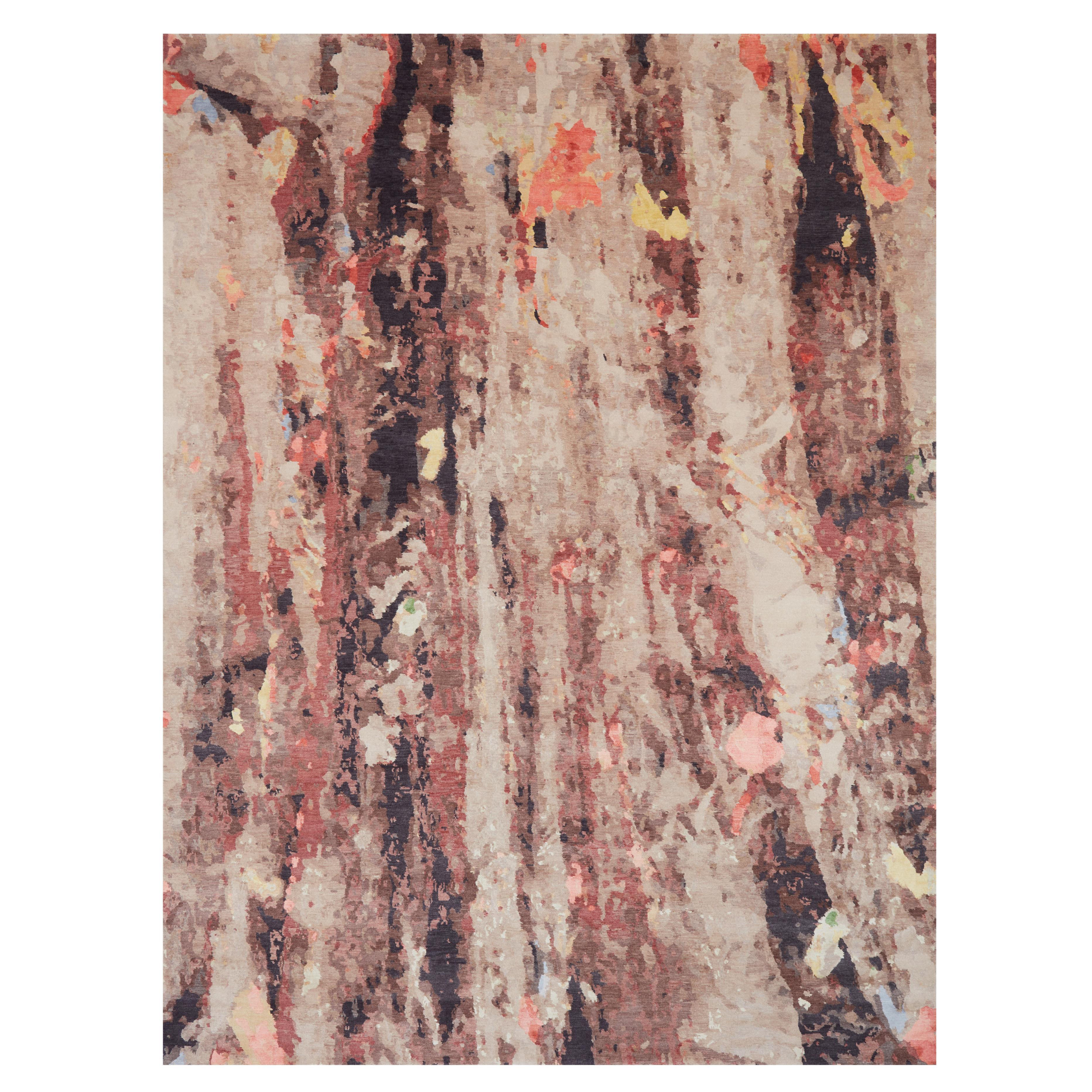 Pomegranate 9 x 12 Hand-Knotted Wool/Silk Blend Rug For Sale at 1stDibs