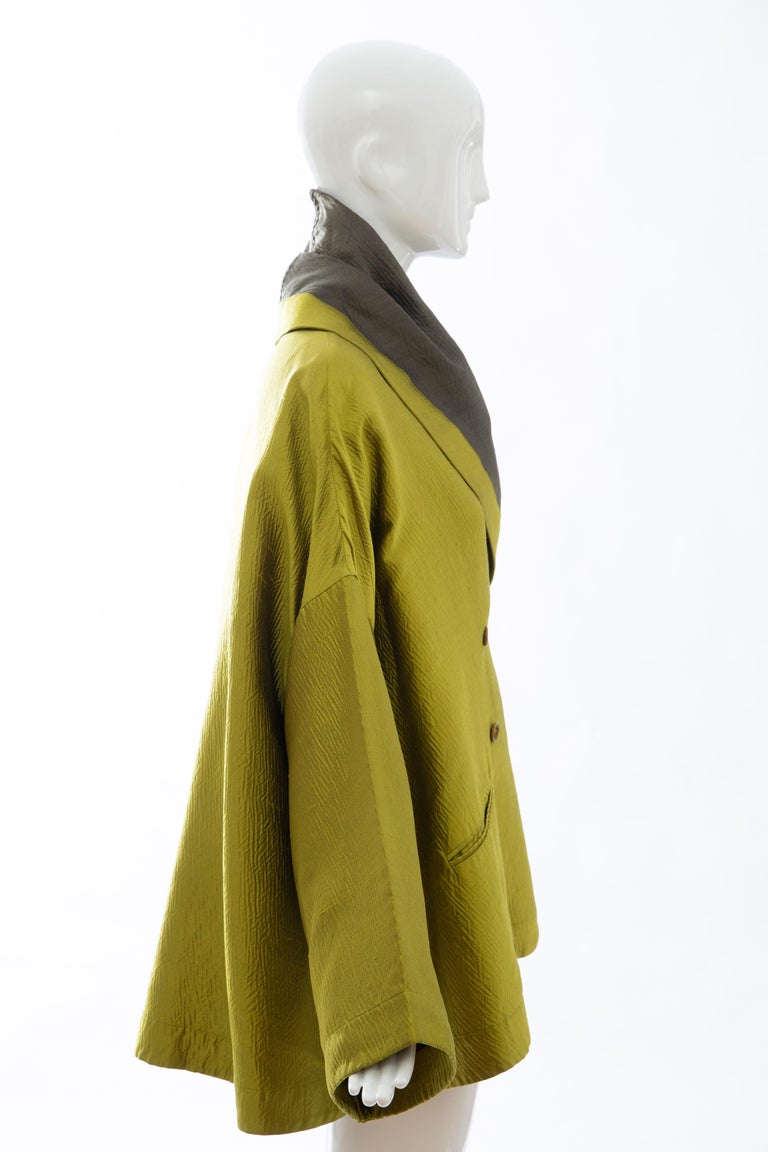 Romeo Gigli Runway Silk Cotton Chartreuse Green Evening Jacket, Fall ...