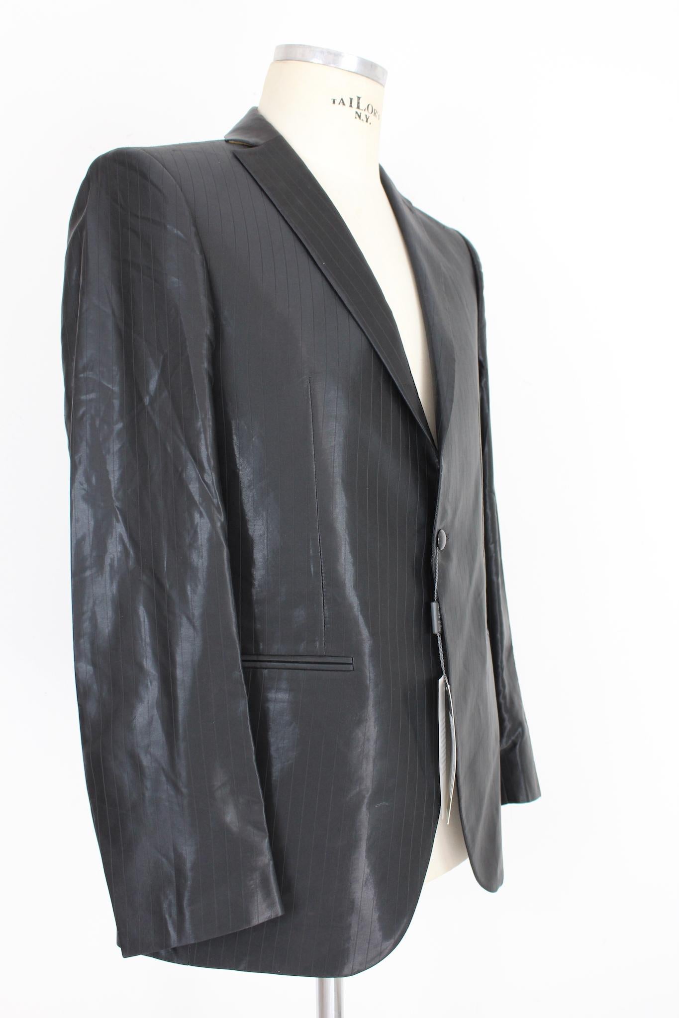 Romeo Gigli Shiny Black Tuxedo Jacket 2000s For Sale at 1stDibs