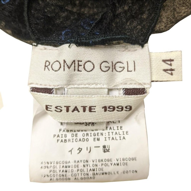 Romeo Gigli Vintage black cotton blend 90s sheer blouse For Sale at 1stDibs