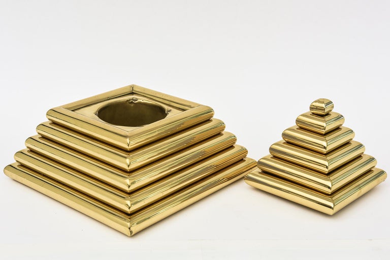 Romeo Rega Brass Large Pyramid Step Box Sculpture Desk Accessory ...