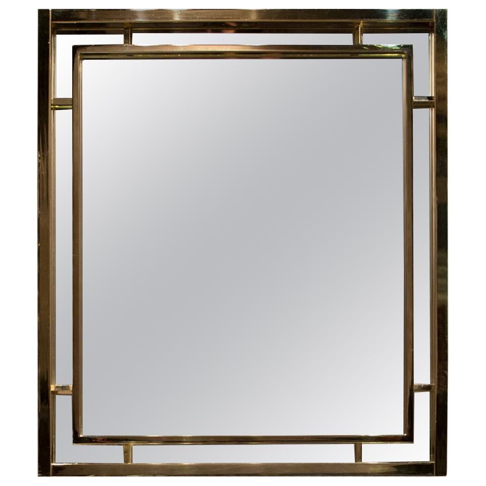 Late 20th Century Rectangular Gilded Brass Italian Mirror, 1970 at 1stDibs