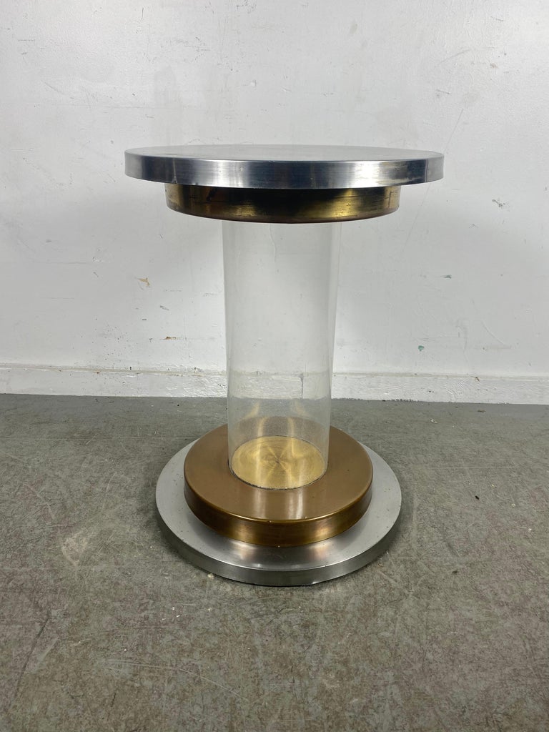Romeo Rega Lucite / stainless / brass Pedestal Table Base,,Italian ...