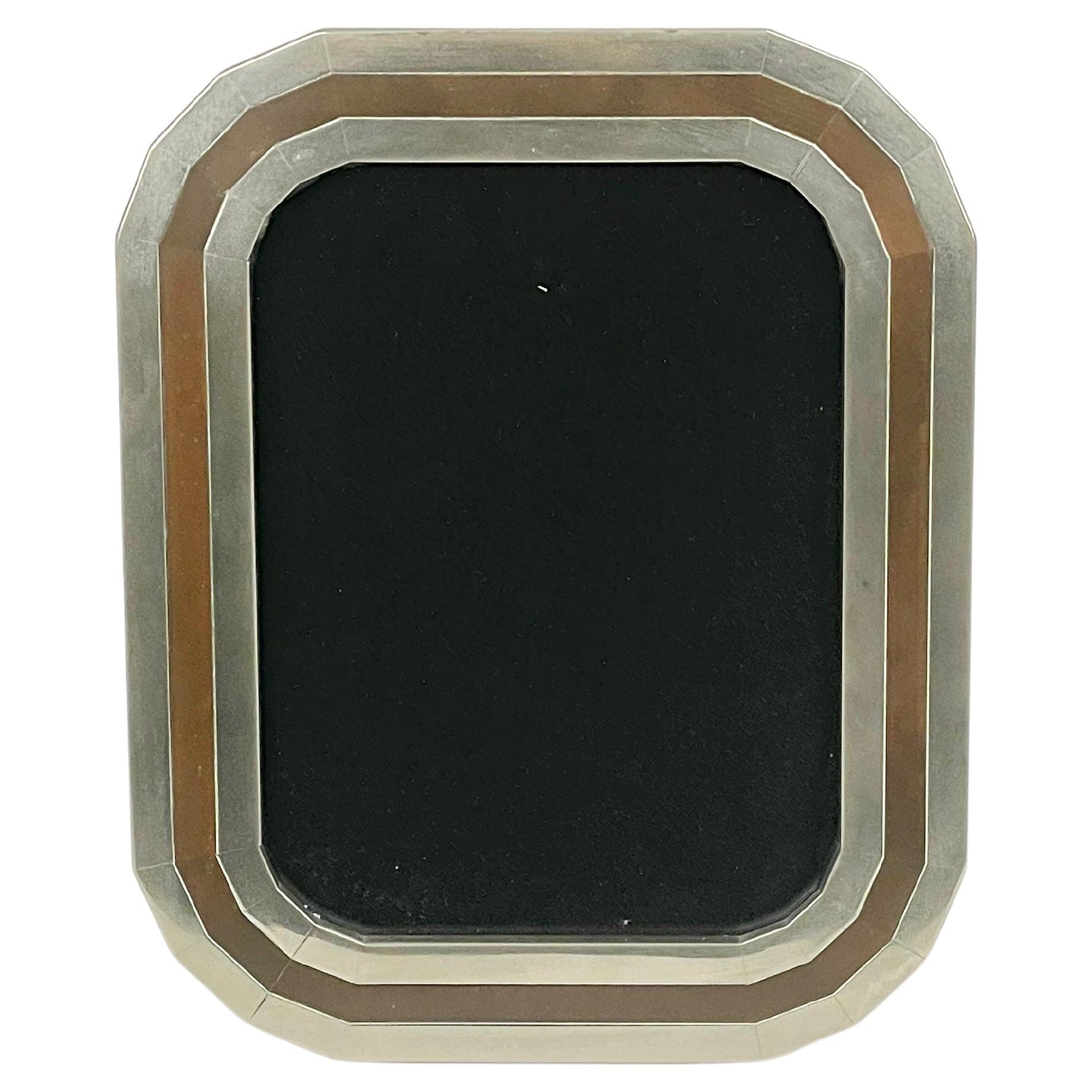 Square Picture Frame in Burl Wood and Chrome, Italy, 1970s For Sale at ...